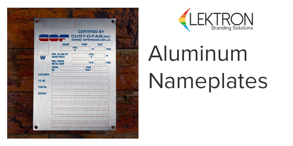 Custom Aluminum Industrial Nameplates, Metal Nameplates